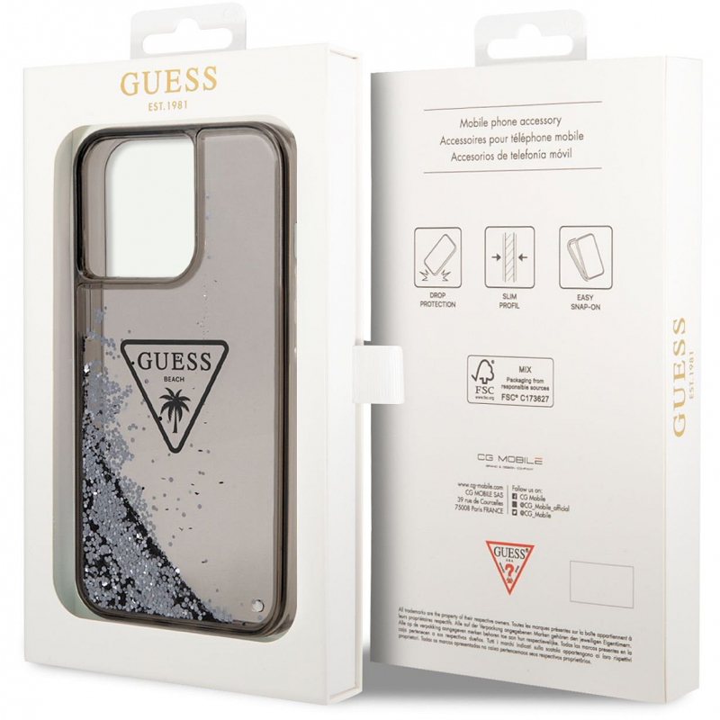 Husa Plastic - TPU Guess Liquid Glitter Triangle Logo pentru Apple ...