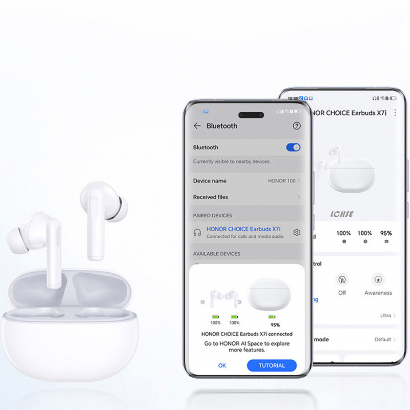 Handsfree Bluetooth Honor Choice X7i, TWS, ANC, Alb 5504ABFR