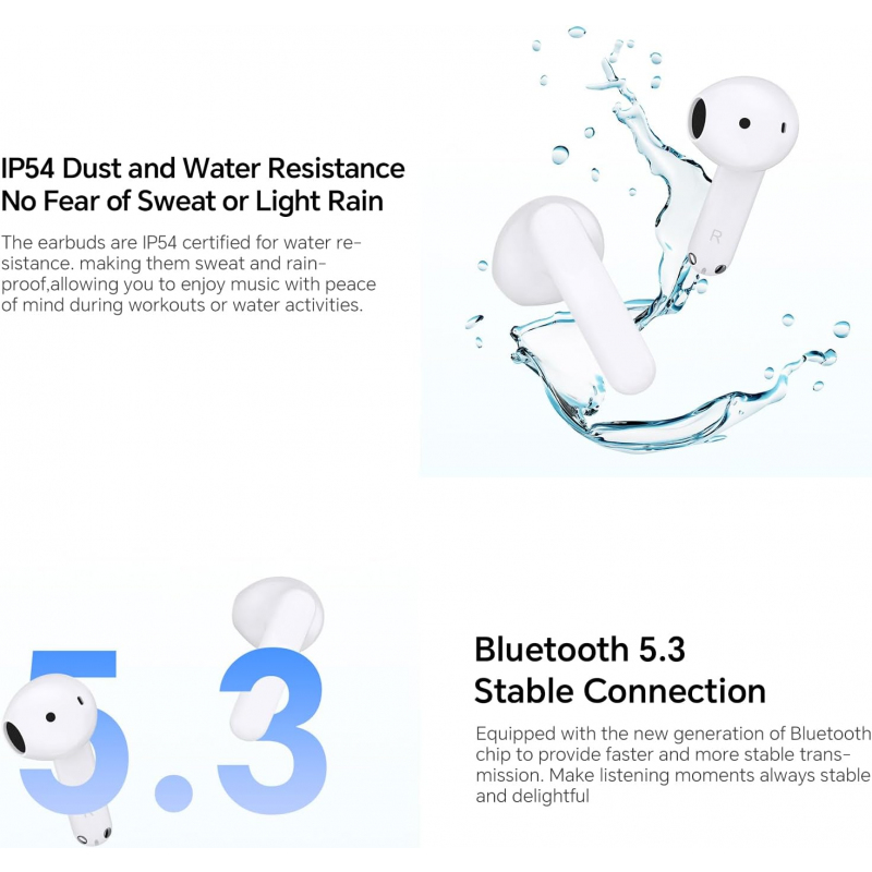 Handsfree Bluetooth Honor Choice X7e, TWS, ANC, Alb 5504ABHF