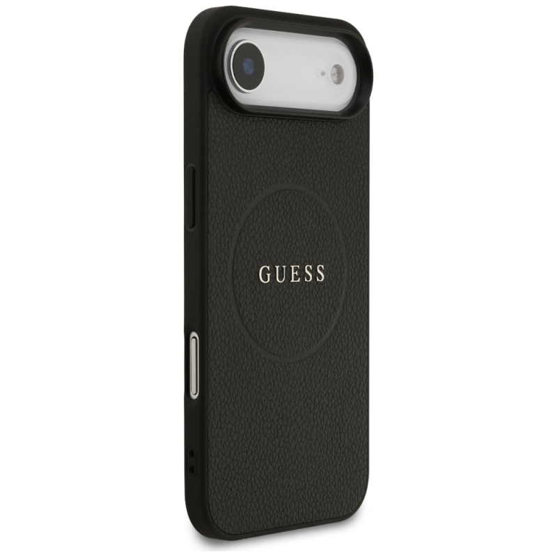 Husa MagSafe pentru Apple iPhone 17 Air, Guess, Grained Gold Ring, Neagra
