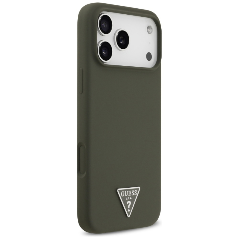 Husa MagSafe pentru Apple iPhone 17 Pro Max, Guess, Triangle Logo, Kaki