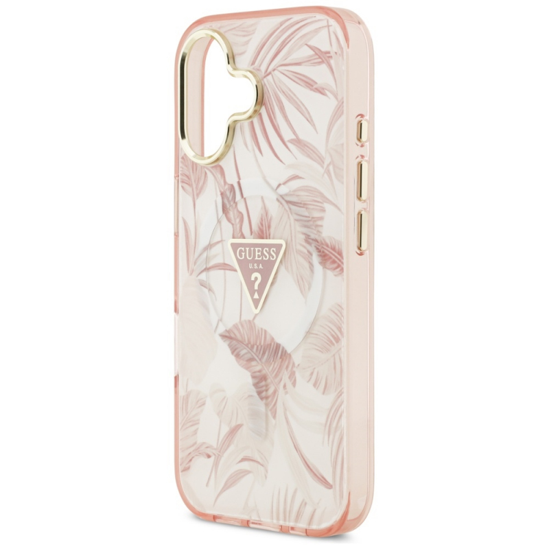 Husa MagSafe pentru Apple iPhone 17, Guess, Jungle Tonal Triangle, Roz
