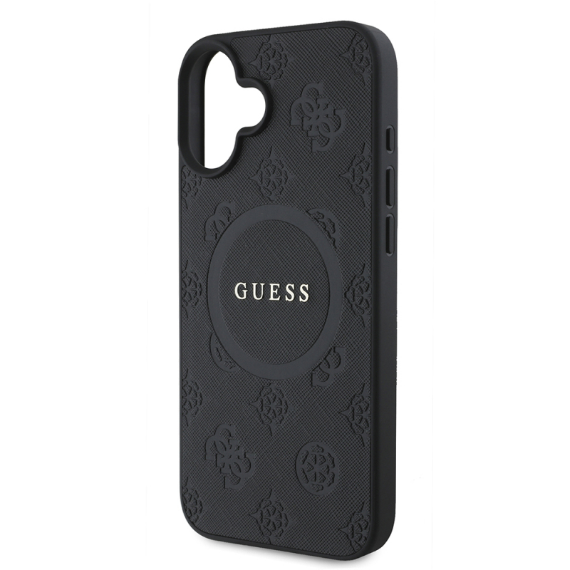 Husa MagSafe pentru Apple iPhone 16, Guess, Saffiano Peony Classic Logo ...