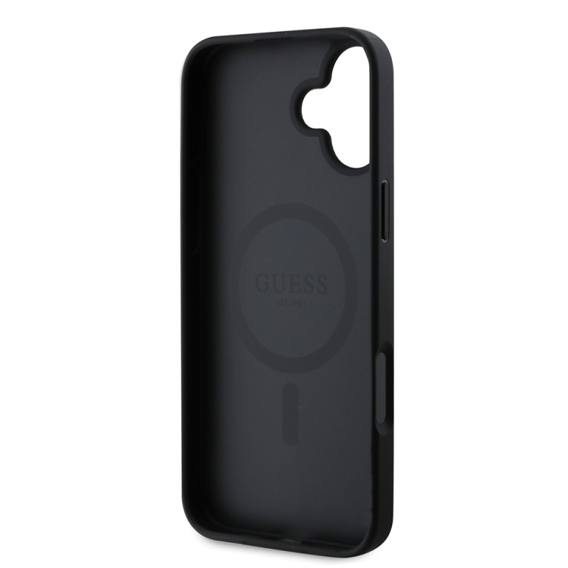 Husa MagSafe pentru Apple iPhone 16, Guess, Saffiano Peony Classic Logo ...