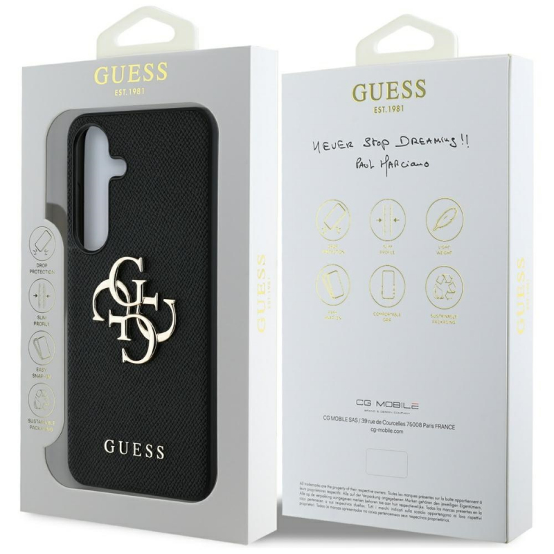 Husa pentru Samsung Galaxy S25+ S936, Guess, 4G Grained Big and Classic ...