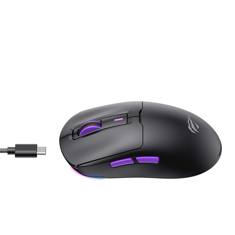 Mouse Gaming HAVIT MS969WB, iluminare RGB, Wired, Wireless 2.4 Ghz ...