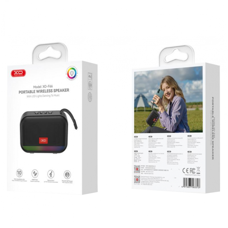 Boxa Portabila Bluetooth XO Design F66, 5W, RGB, Neagra